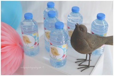 Polka Dot Bird Printable Water Bottle Labels