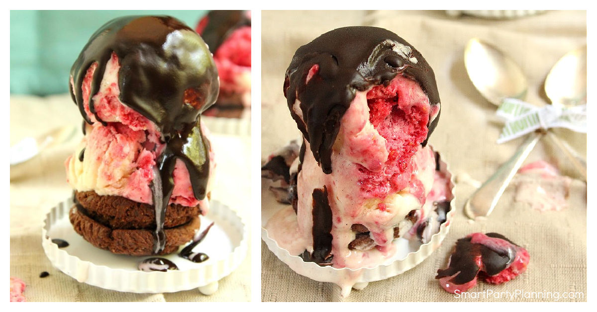The Best Raspberry Ice Cream Stack with Chilli Chocolate Sauce