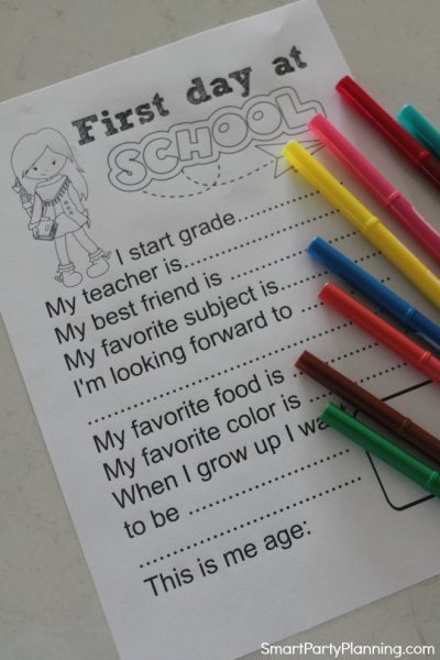Free First Day of School Questionnaire To Be Cherished Forever