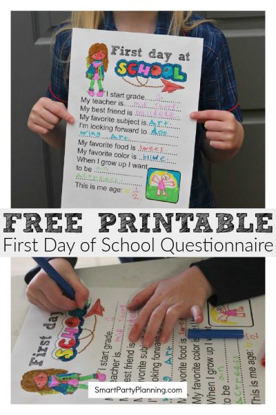 Free First Day of School Questionnaire To Be Cherished Forever